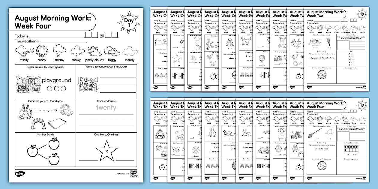 First Grade August Morning Work Bundle (teacher made)