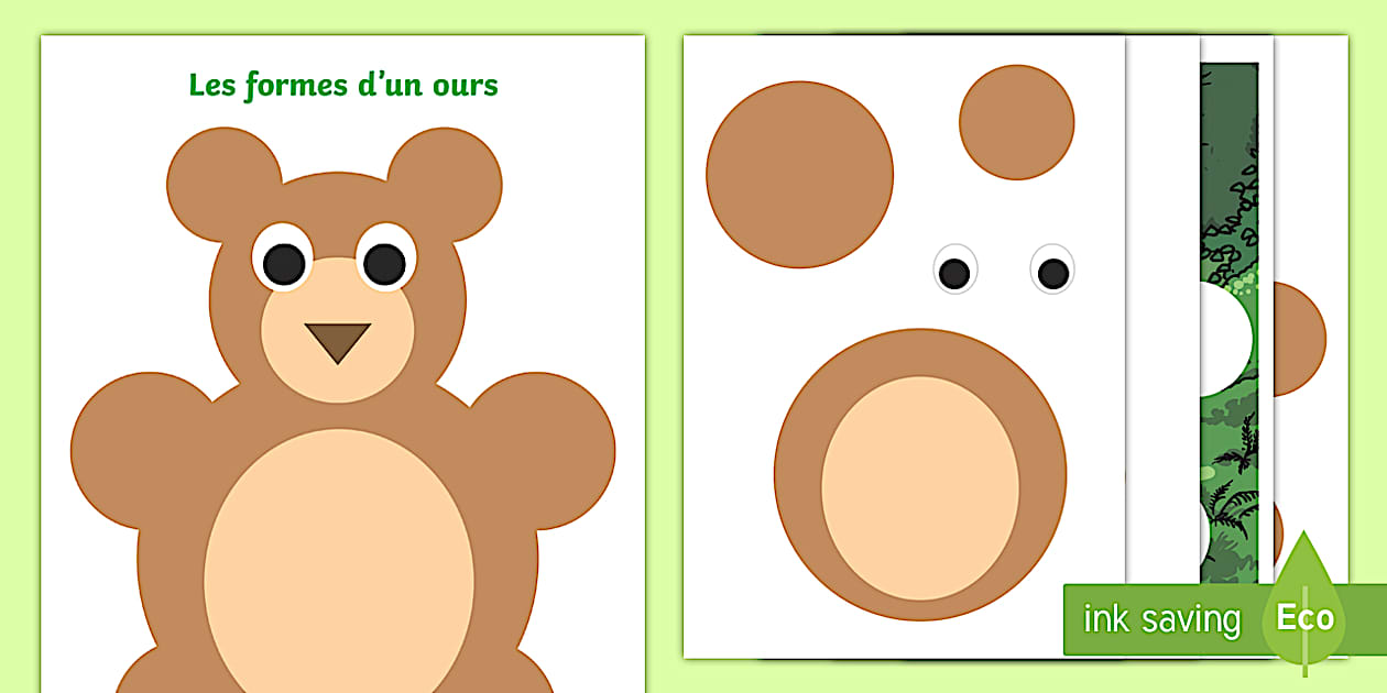 Les formes planes d'un ours (teacher made) - Twinkl