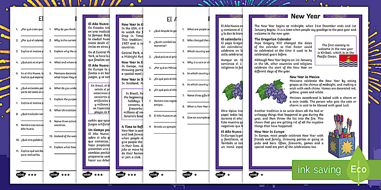 KS2 New Year Differentiated Reading Comprehension Activity - English ...