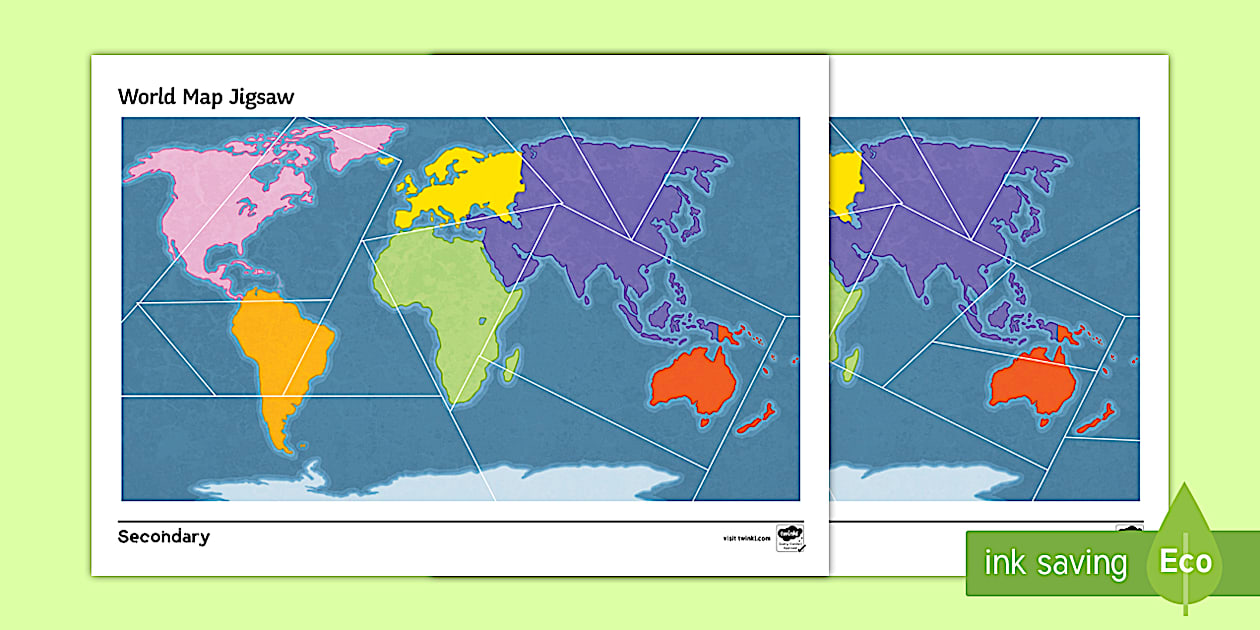 World Map Jigsaw Differentiated Worksheet / Worksheet