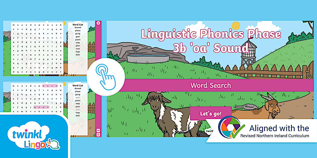 Linguistic Phonics Phase 3b 'oa' Interactive Word Search