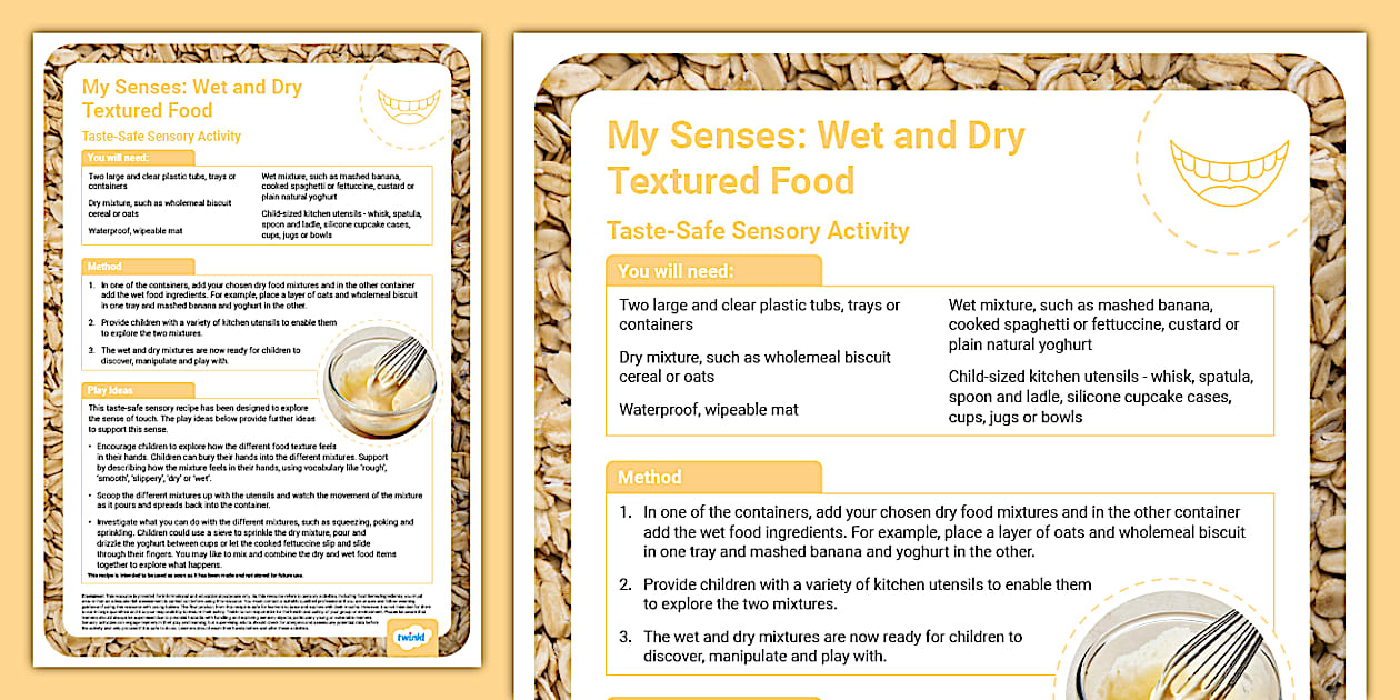 My Senses: Wet and Dry Textured Food Taste-Safe Sensory