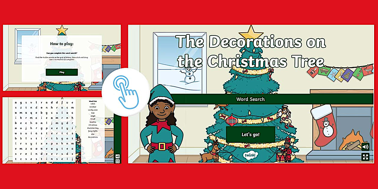 The Decorations on the Christmas Tree Interactive Word Search