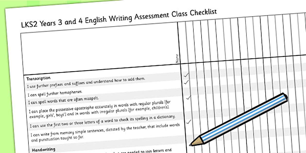 2014 National Curriculum LKS2 Years 3 and 4 Writing Assessment Checklist