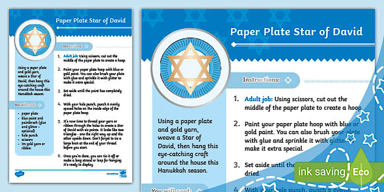 Paper Plate Star of David Craft (teacher made) - Twinkl