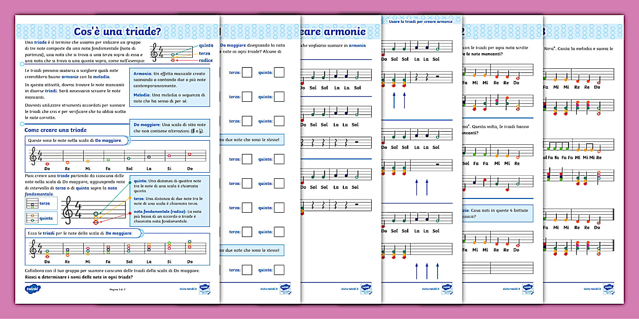 Completa le Triadi - Schede Attività Educazione Musicale