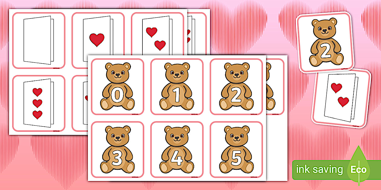 👉 Valentines Bear Maths Value | Valentines Bear Value | Twinkl