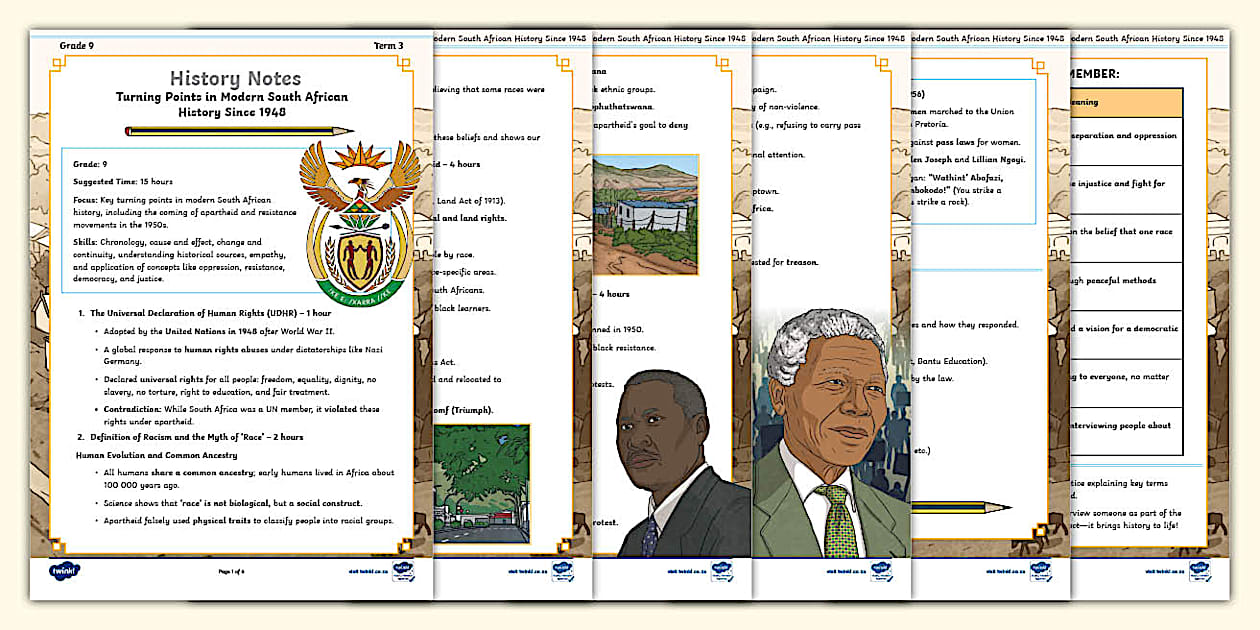 Term 3 History Notes Grade 9 Turning Points in Modern South African History