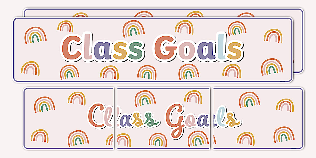 Muted Rainbow Themed Class Goals Display Banner - Twinkl
