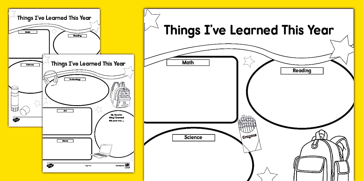 Things I've Learned This Year Doodle Organizer for K-2nd Grade