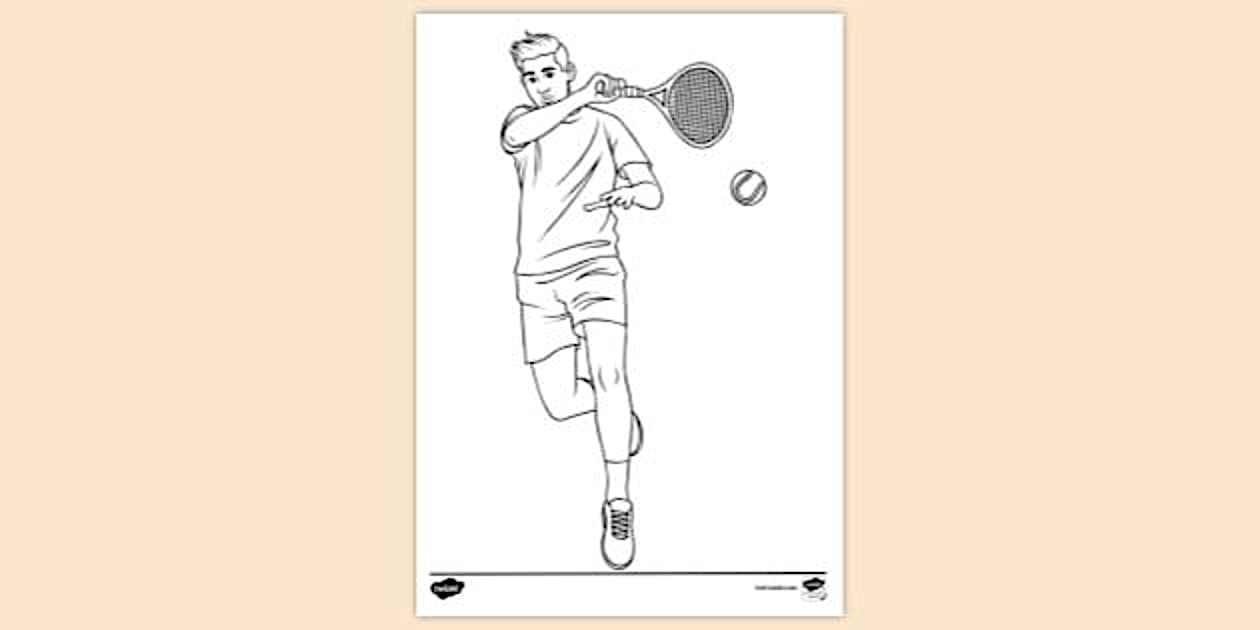 Tennis Player Colouring Sheet - Twinkl