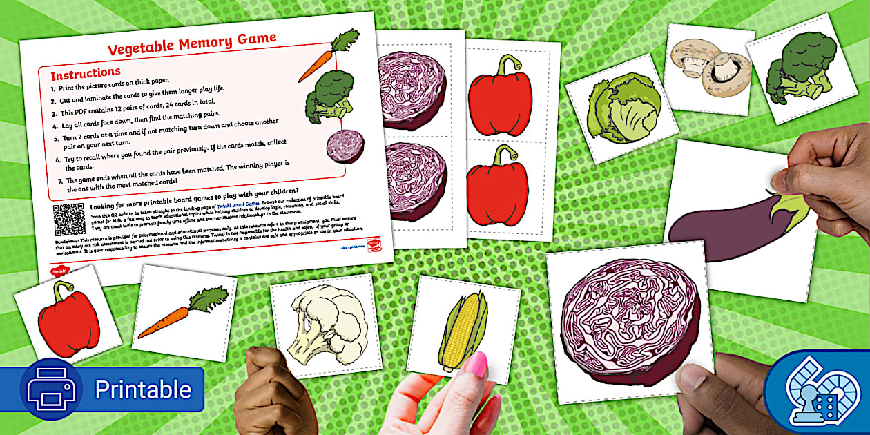 Vegetable Memory Game (teacher made) - Twinkl