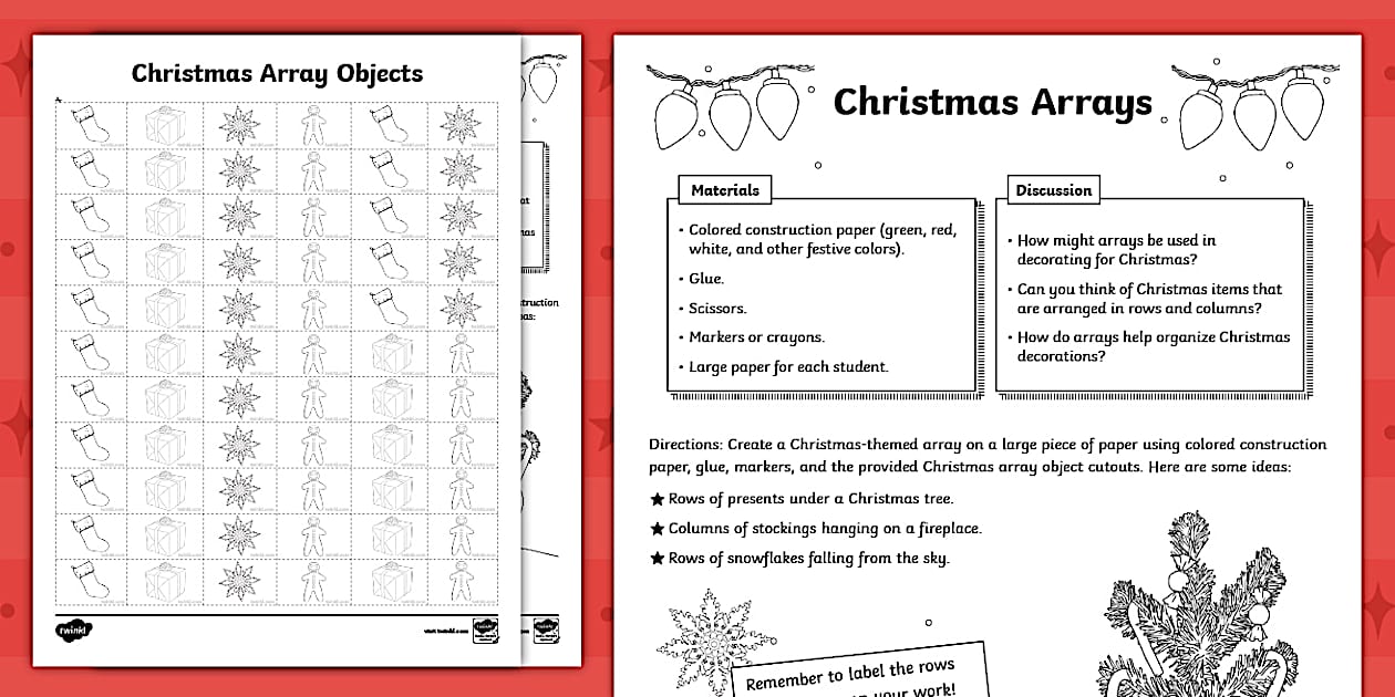 Third Grade Christmas Arrays Worksheet (teacher made)