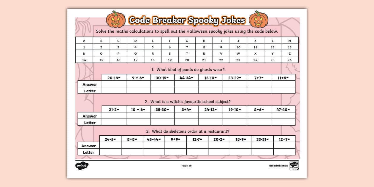 Halloween Code-Breaker Activity Sheet - Events - Twinkl