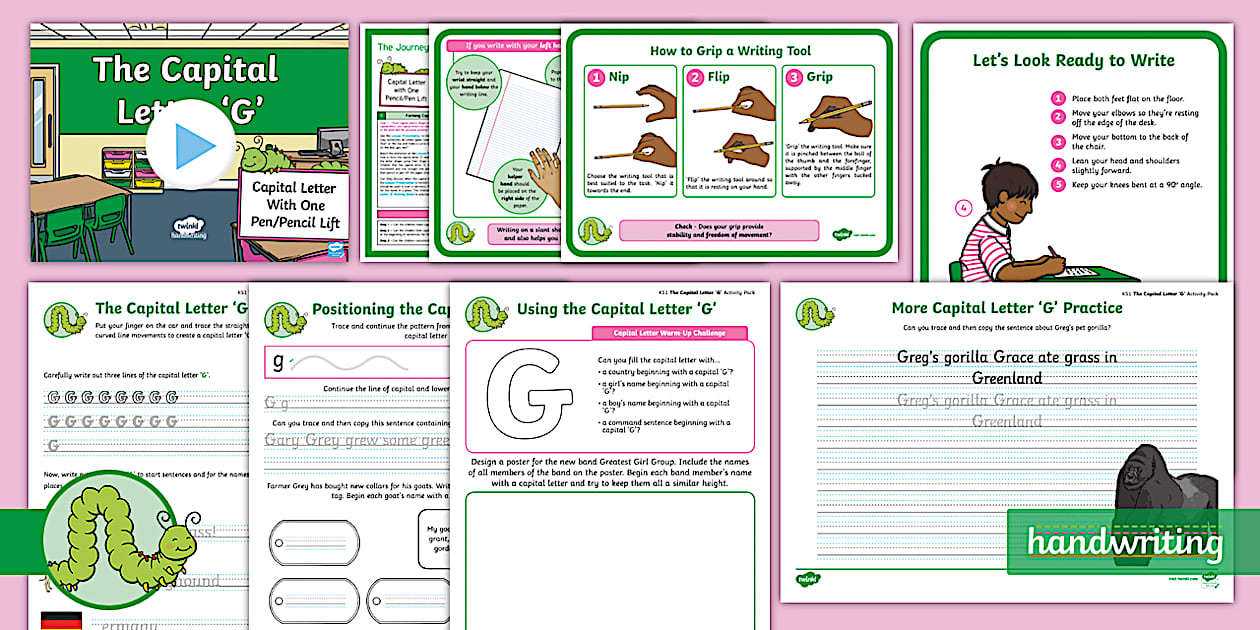 The Cursive Capital 'G' Activity Pack | Twinkl Handwriting