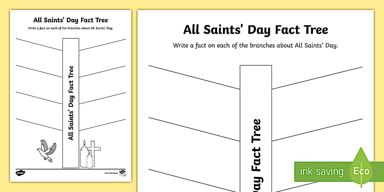 All Saints' Day Fact Tree Worksheet (teacher made) - Twinkl