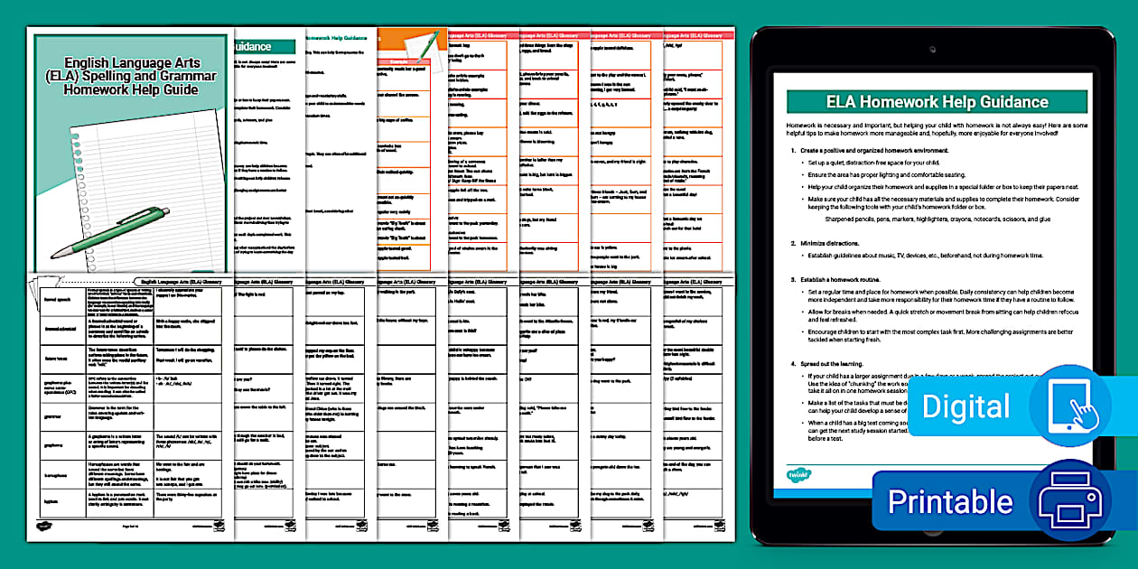ELA Spelling and Grammar Homework Help Guide for Parents