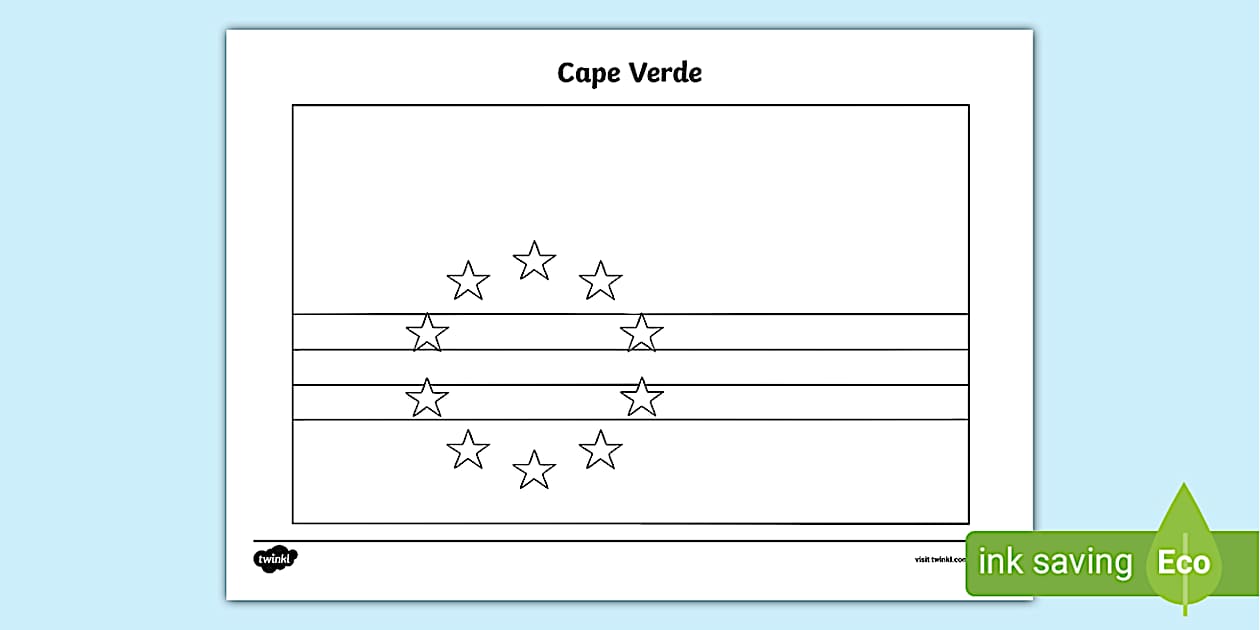 Cabo Verde Flag Colouring Sheet | Primary Resources | Twinkl