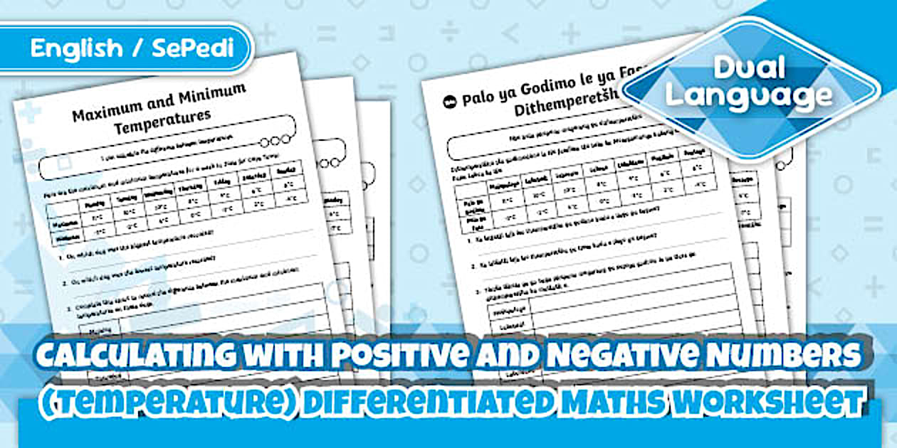 Calculating with Positive and Negative Numbers – Sepedi