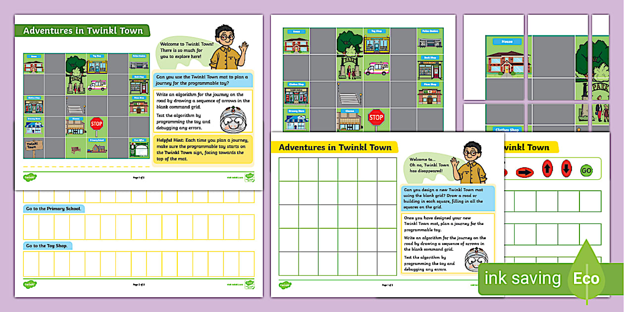 Twinkl Town Activity and Mat (Compatible with Bee-Bot)