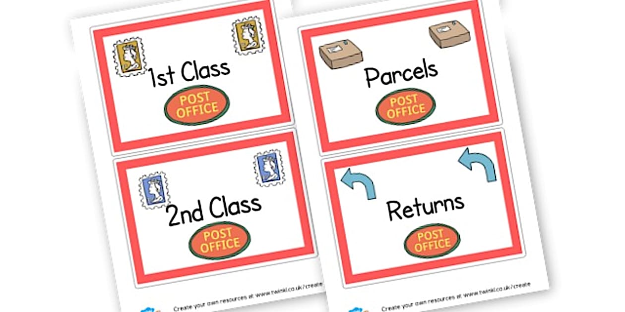 Post office post box labels - display lettering - Twinkl