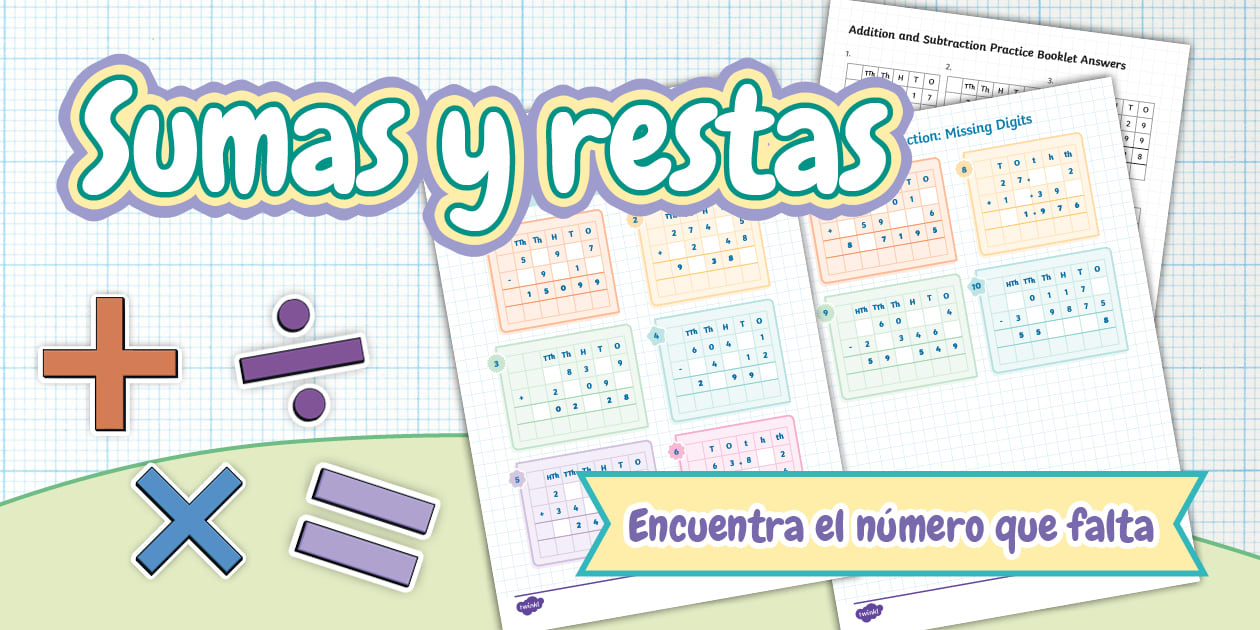 Ficha de actividad: Suma y resta - Encuentra el número que falta