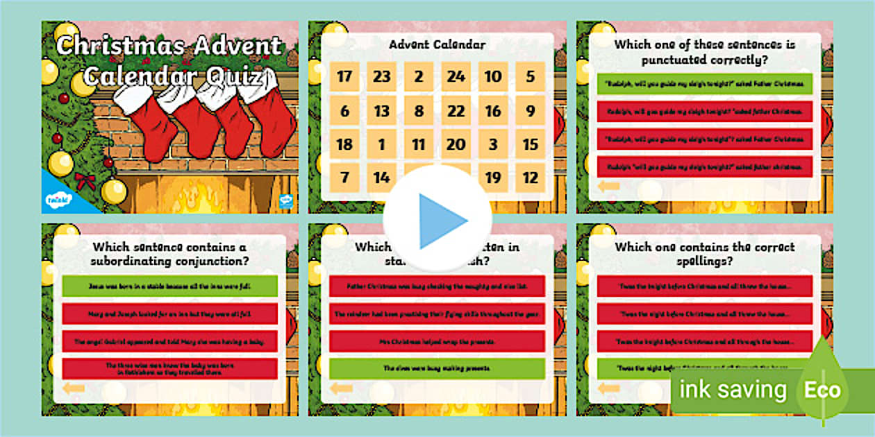 Christmas Spelling, Punctuation and Grammar Quiz - Twinkl