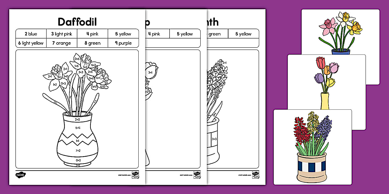 Spring Color by Number | Spring Season | Twinkl USA - Twinkl