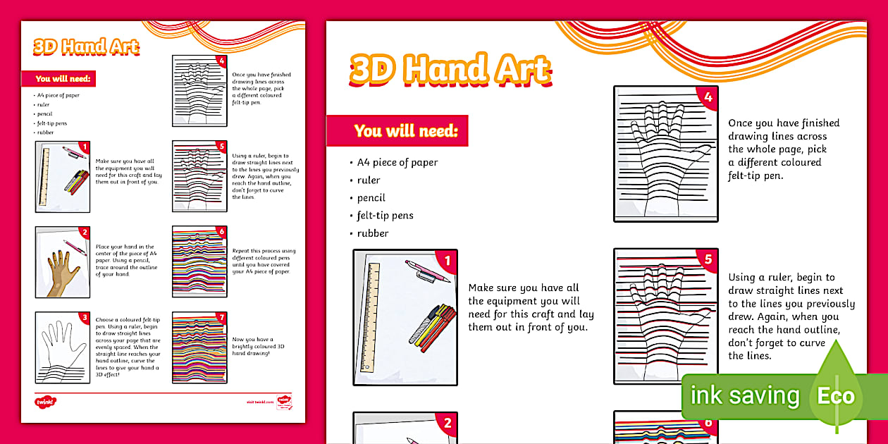 3D Hand Drawing Activity (teacher made) - Twinkl