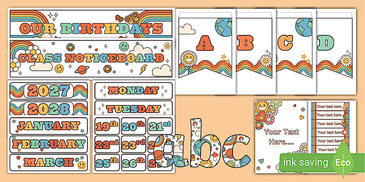 Retro-Themed Classroom Display Pack (teacher made) - Twinkl