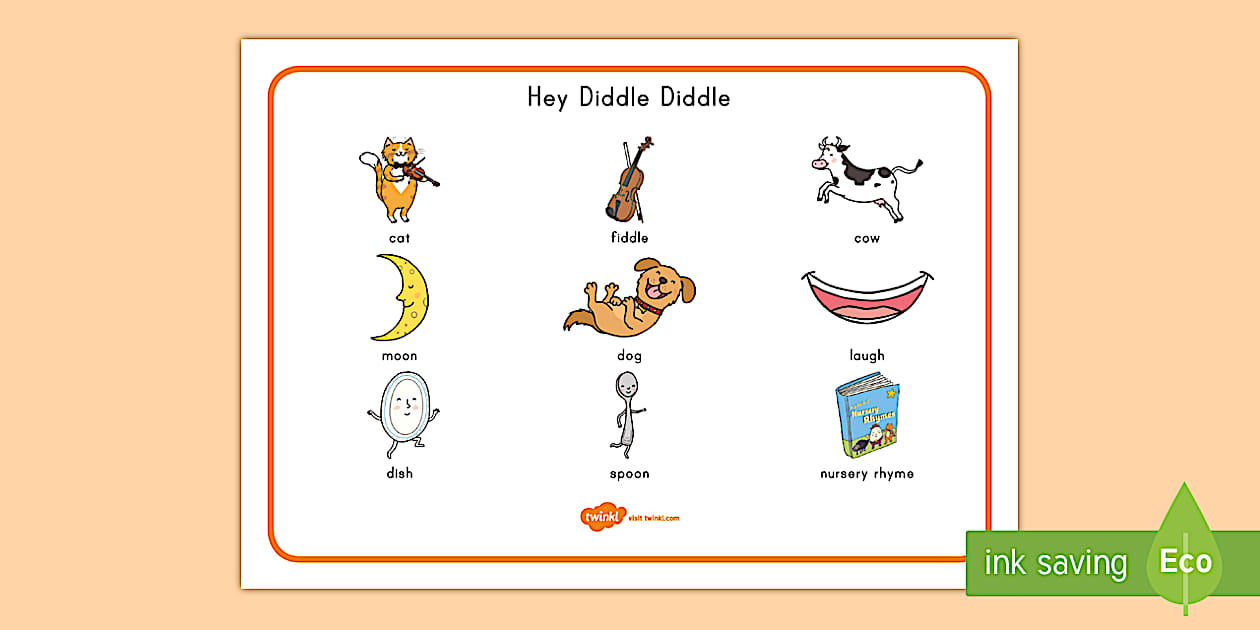 Hey Diddle Diddle Word Mat (Teacher-Made) - Twinkl