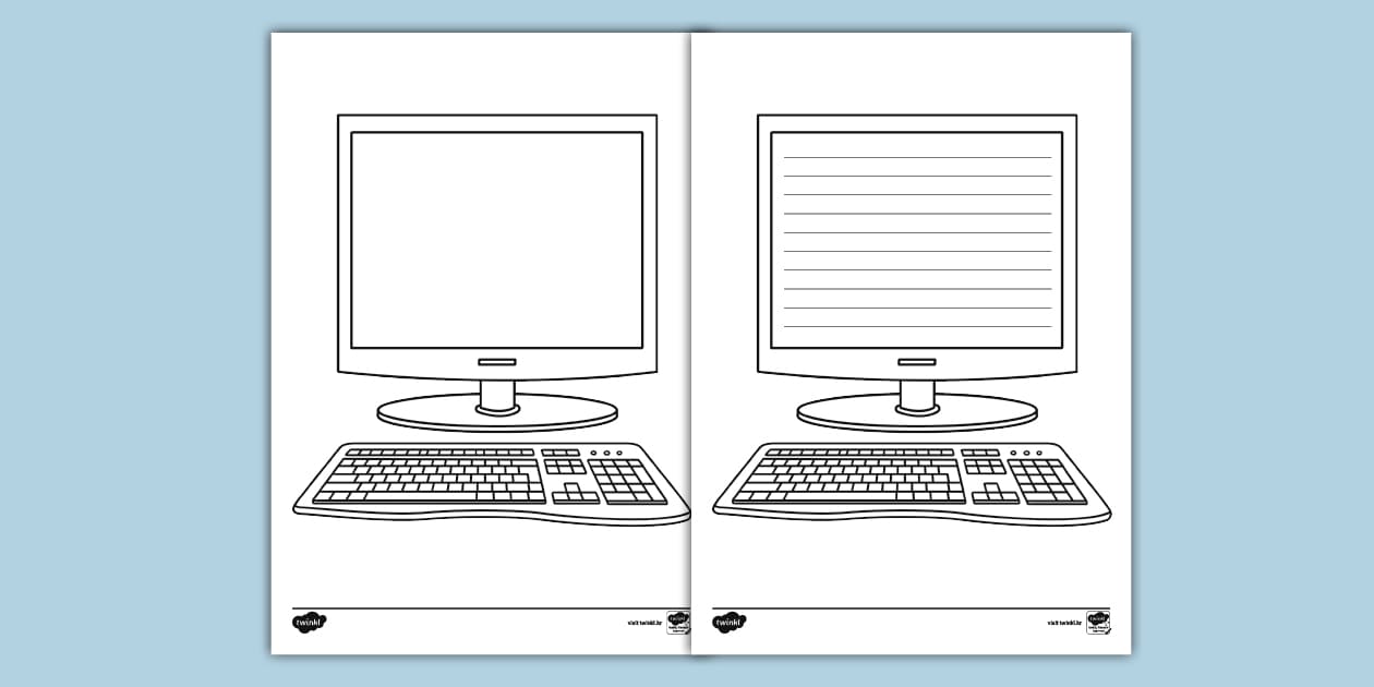 컴퓨터 템플릿 | Computer Writing Template - Twinkl