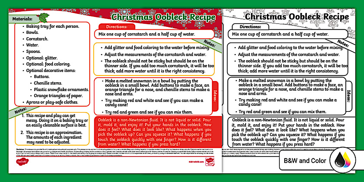 Christmas Oobleck Recipe for 3rd-5th Grade (Teacher-Made)