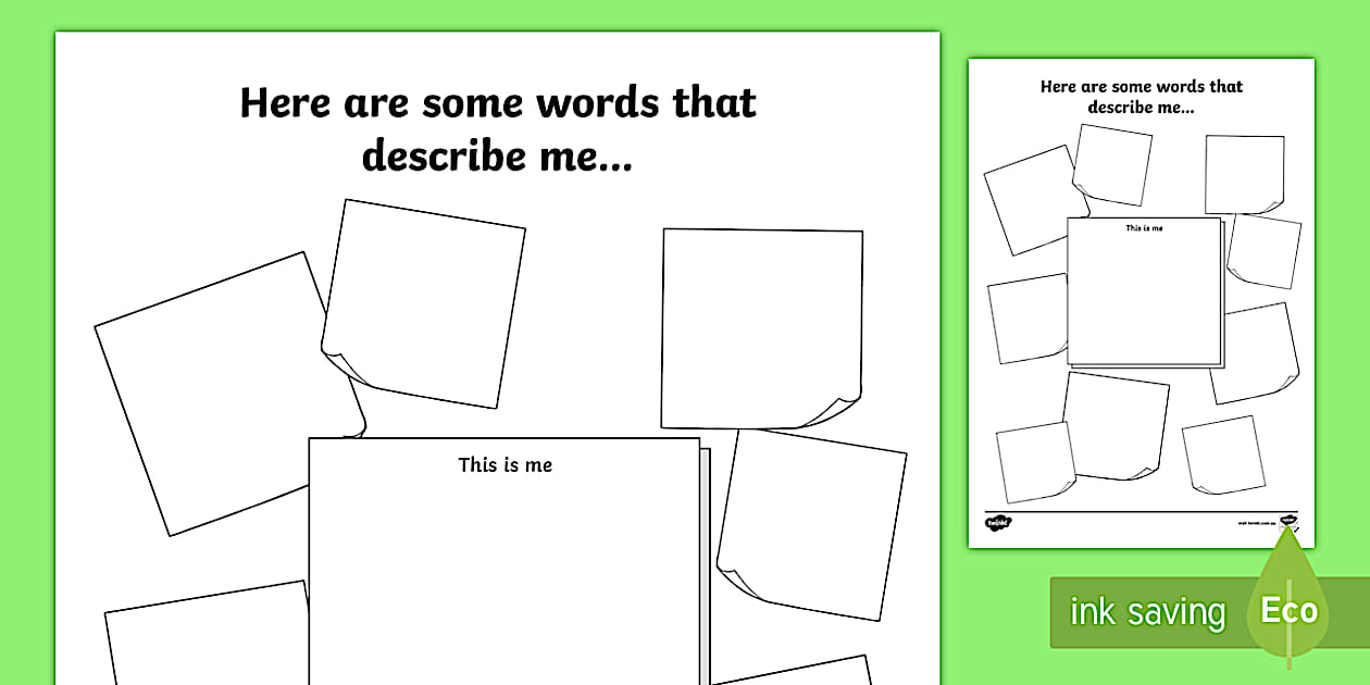 TAS Words that Describe Me Writing Frame - Twinkl