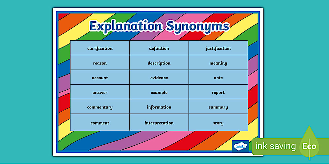 Explanation Synonyms Word Mat (teacher made) - Twinkl