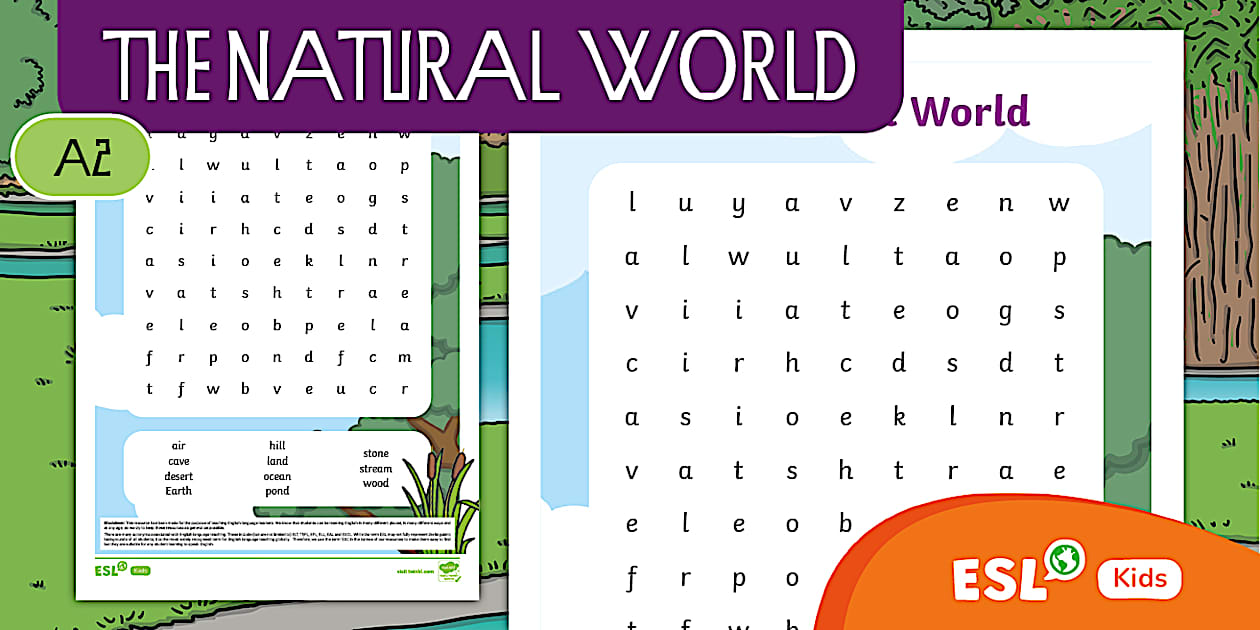 ESL Natural World Wordsearch for Kids {A2}