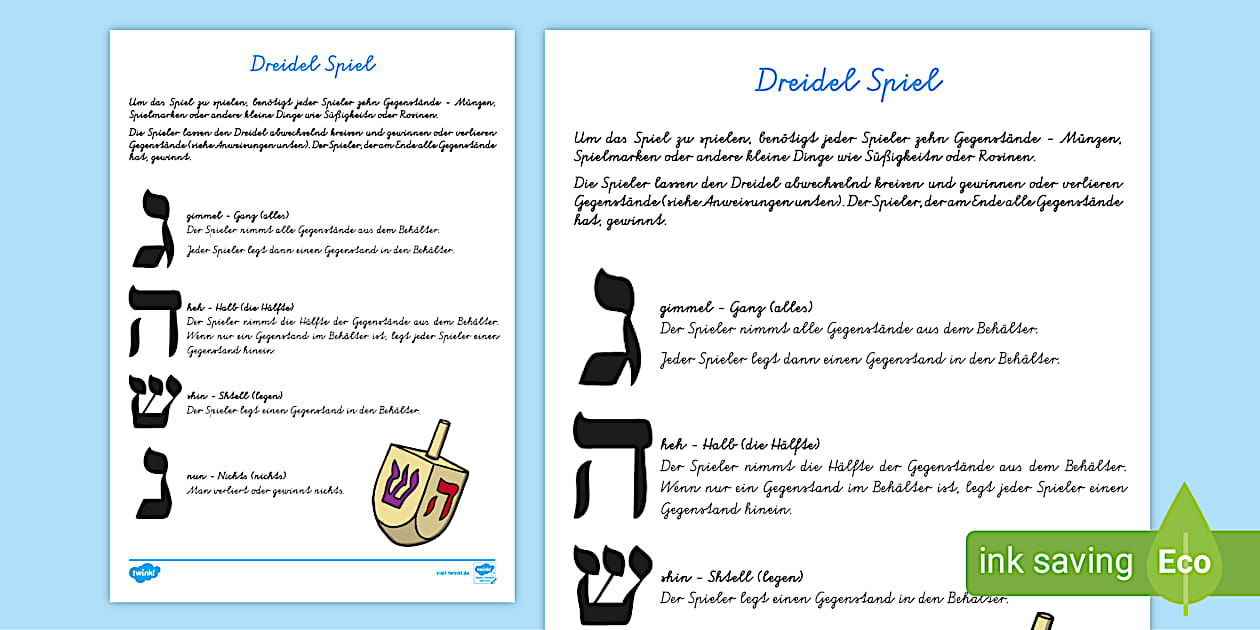 Chanukka Dreidel Spiel (teacher made) - Twinkl