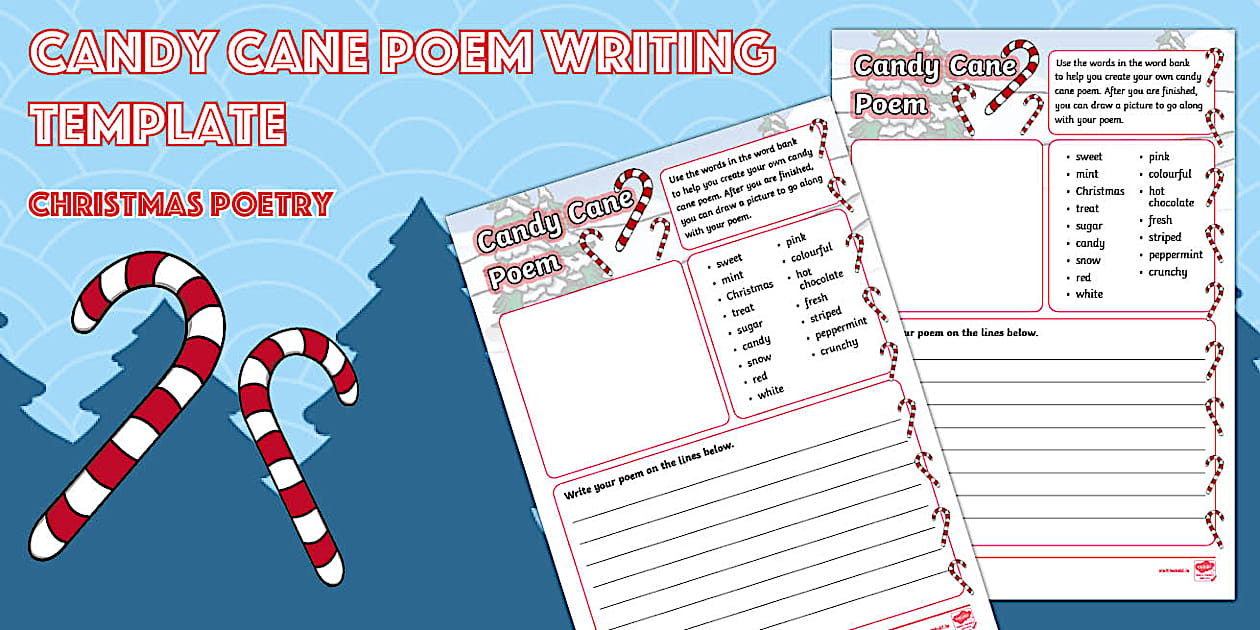 Candy Cane Poem Writing Template