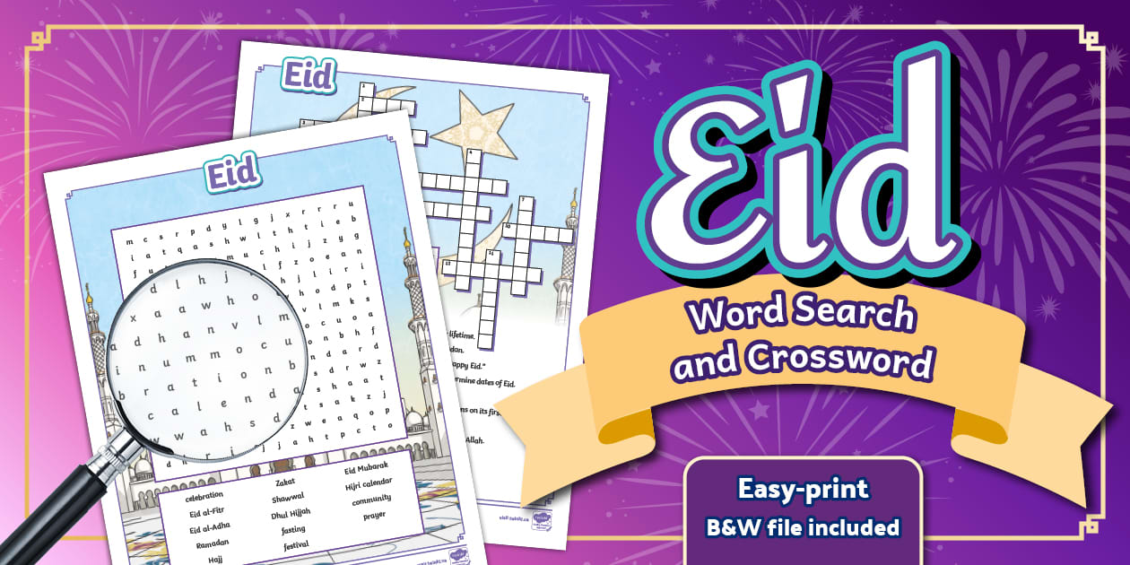 Eid Intermediate Word Search and Crossword Activity