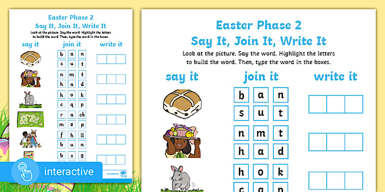Interactive PDF: Easter Phase 2 Say It, Join It, Write It