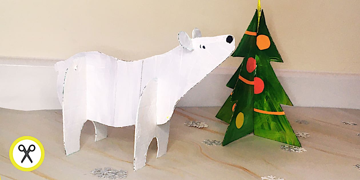 3D Polar Bear Template Recycled Christmas Craft