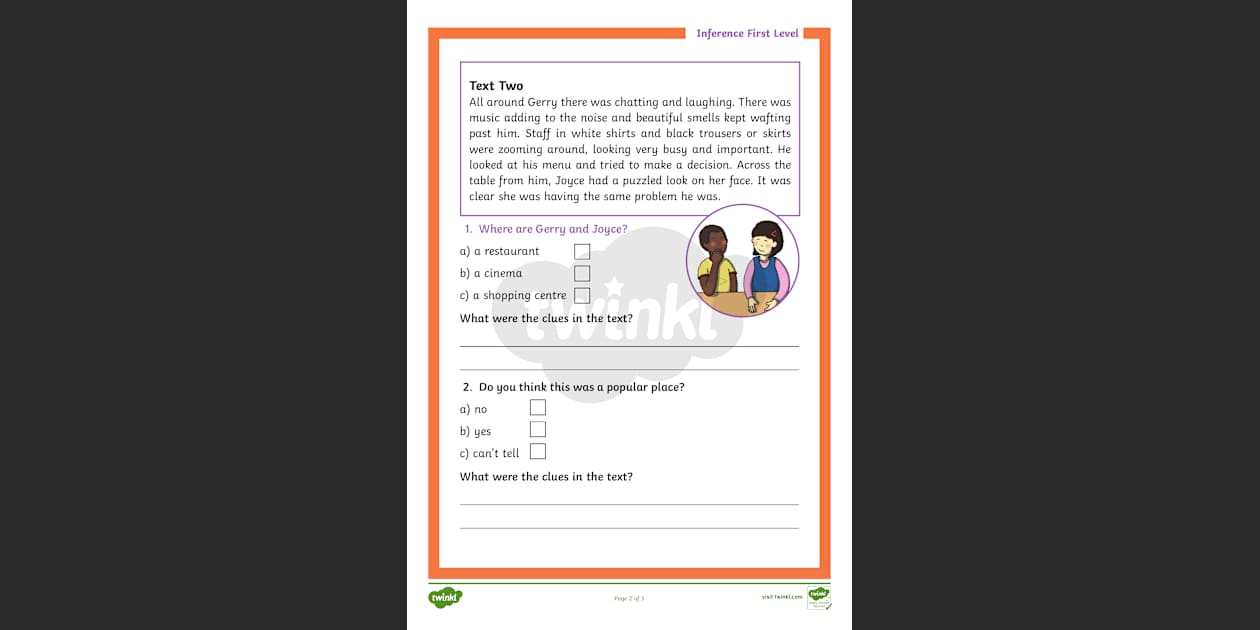 inference worksheet tes