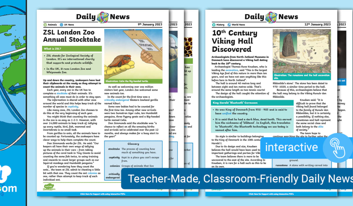 Weekly Comprehension Pack - 13th January 2023 - Twinkl NewsRoom