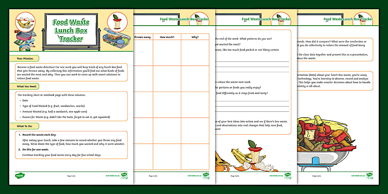 Food Waste Lunch Box Tracker (teacher made) - Twinkl