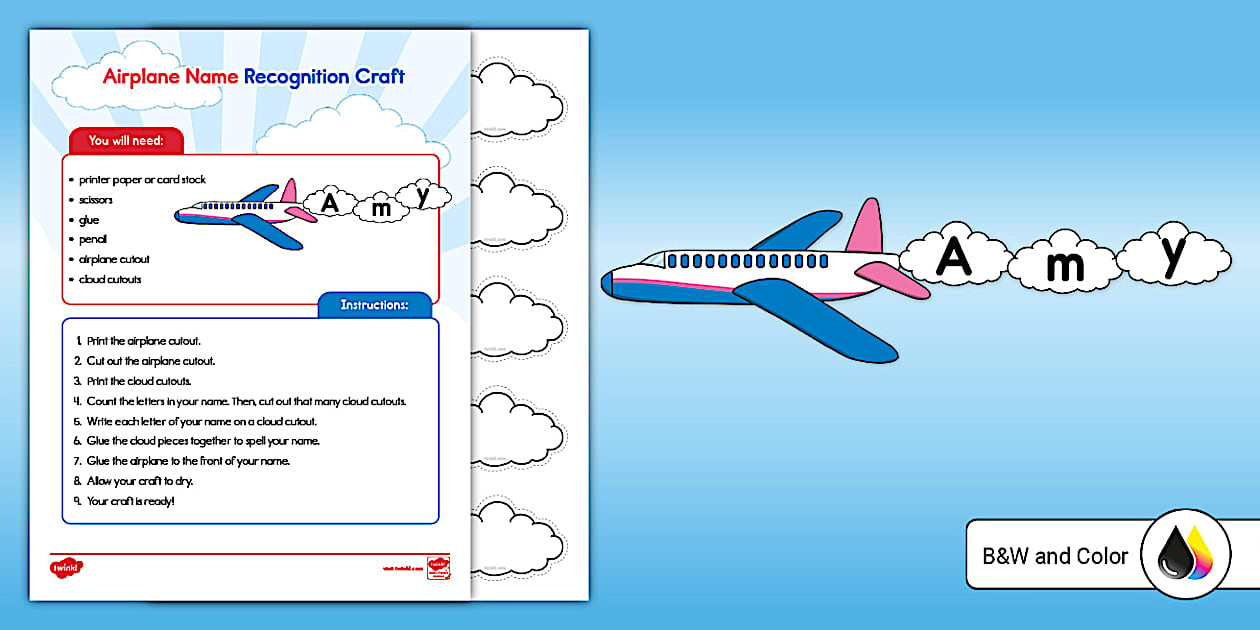 Airplane Name Writing Craft (teacher made) - Twinkl