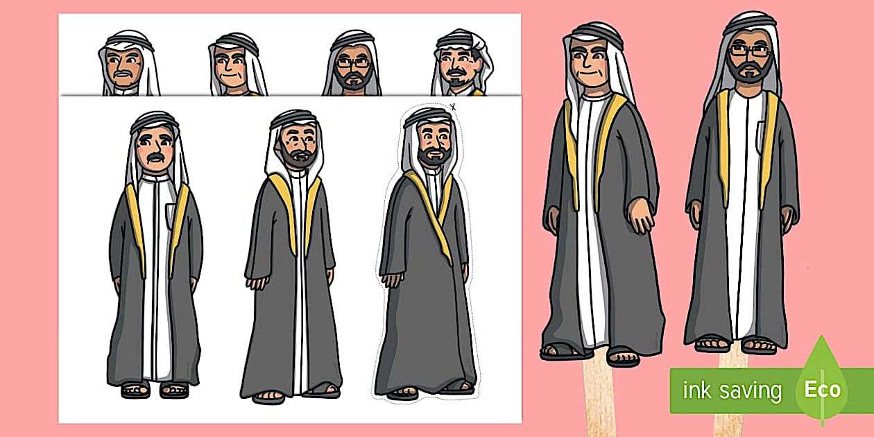UAE Sheikhs Stick Puppets (teacher made) - Twinkl
