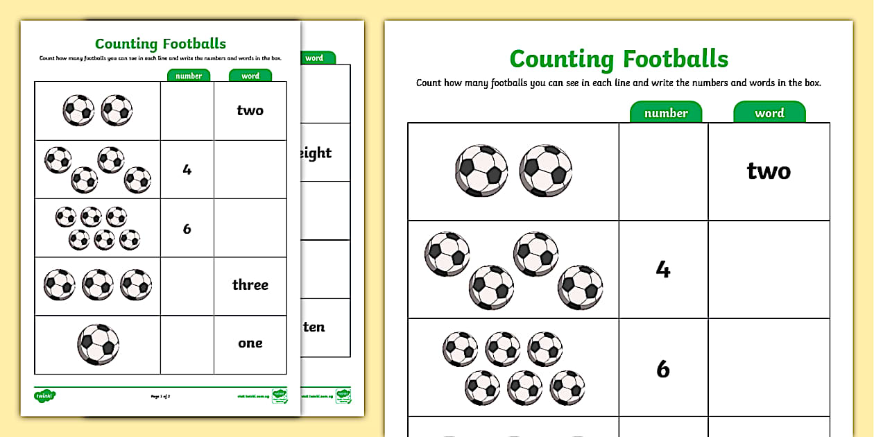 Singapore K2 Math--Counting Footballs (teacher made)