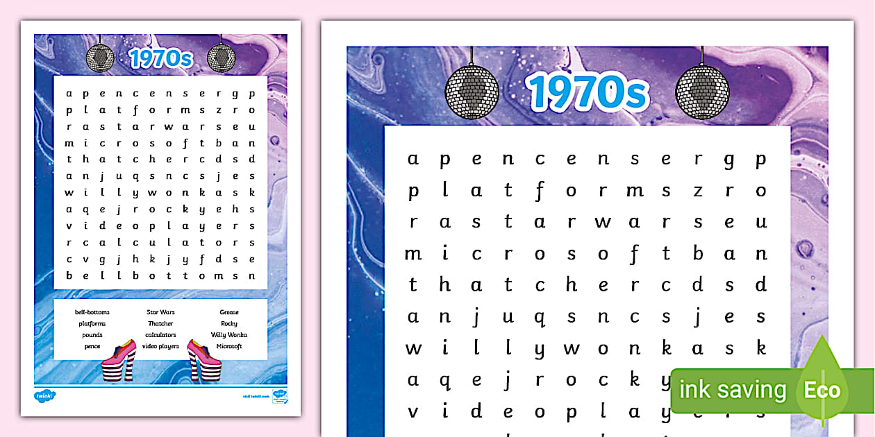 1970s Word Search (teacher made) - Twinkl