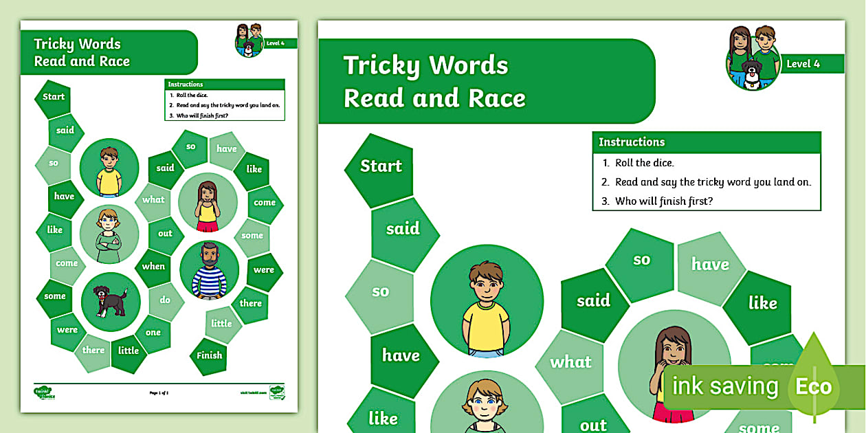 Twinkl Phonics Level 4 Tricky Words Read and Race Game