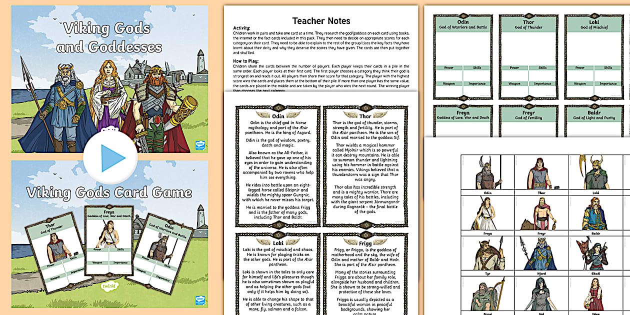 Viking Gods Card Game Differentiated Lesson Teaching Pack